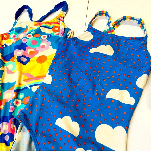 Mini Boden | Swim | Mini Boden Crossback Printed Swimsuitclouds And ...